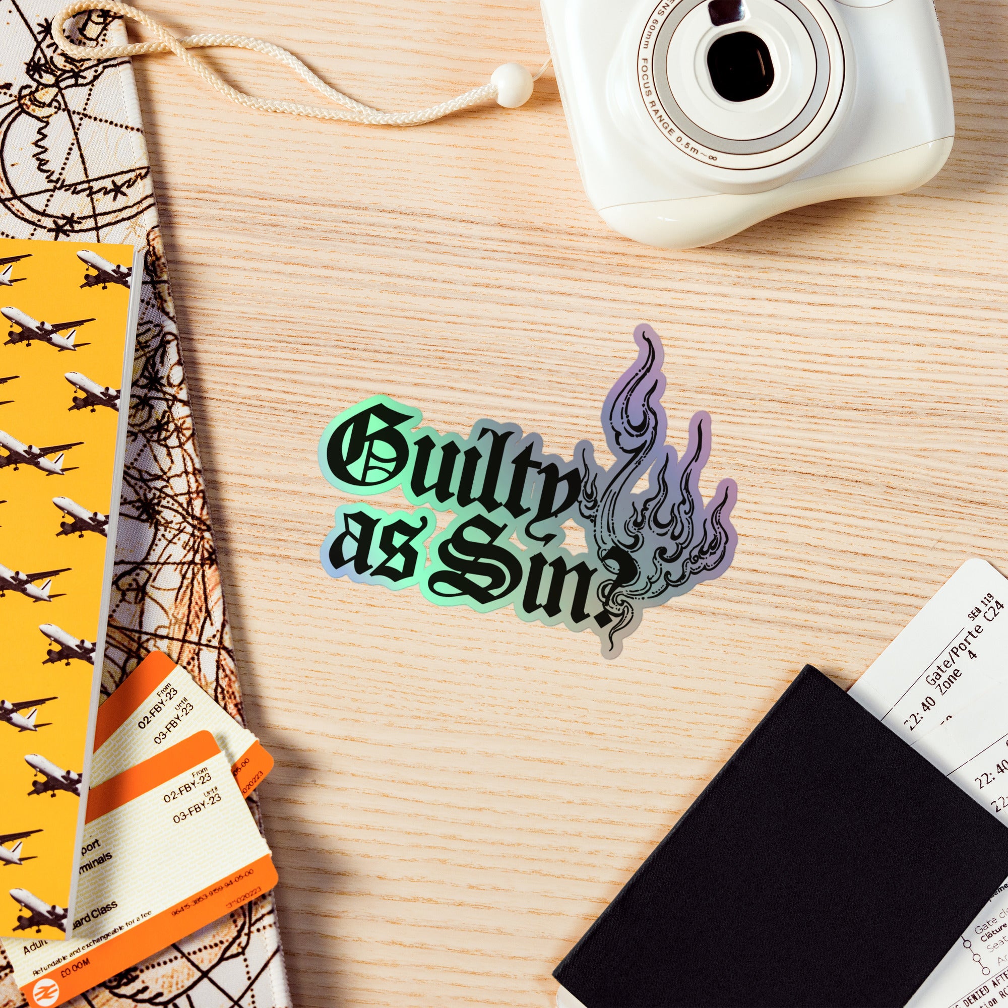 Guilty as Sin Holographic sticker – Foolery